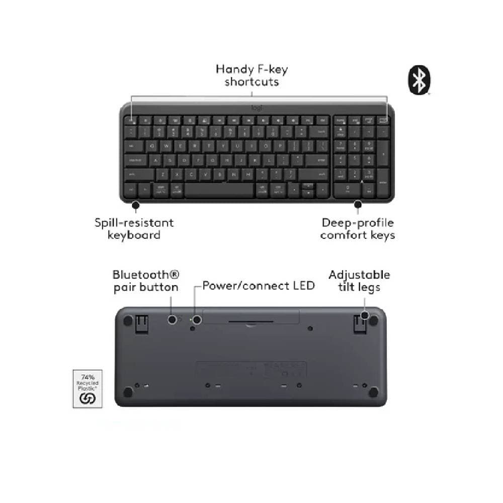 Logitech MK250 Bluetooth Wireless Mouse and Keyboard Combo - Black ...